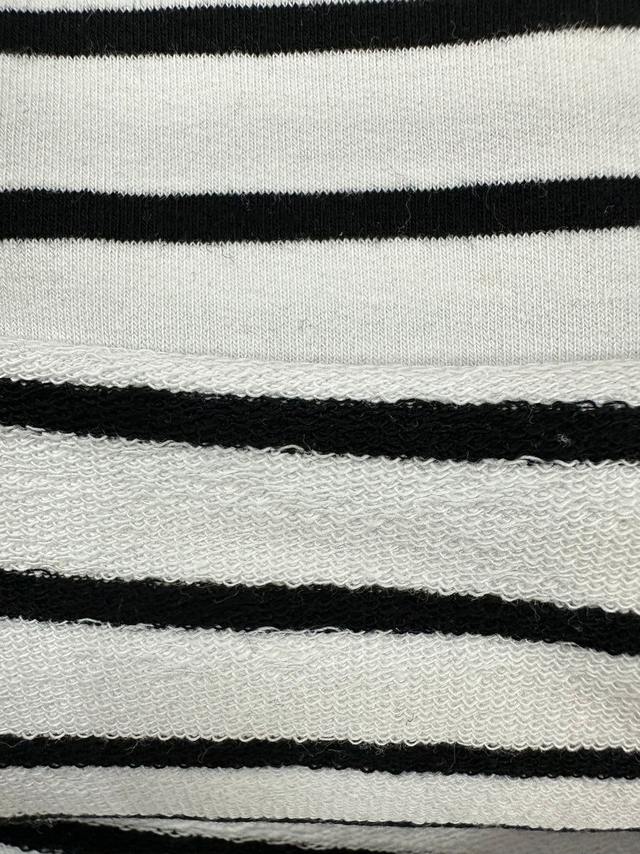 Cotton French Terry, White with black stripe, 170cm wide – The Sewing ...